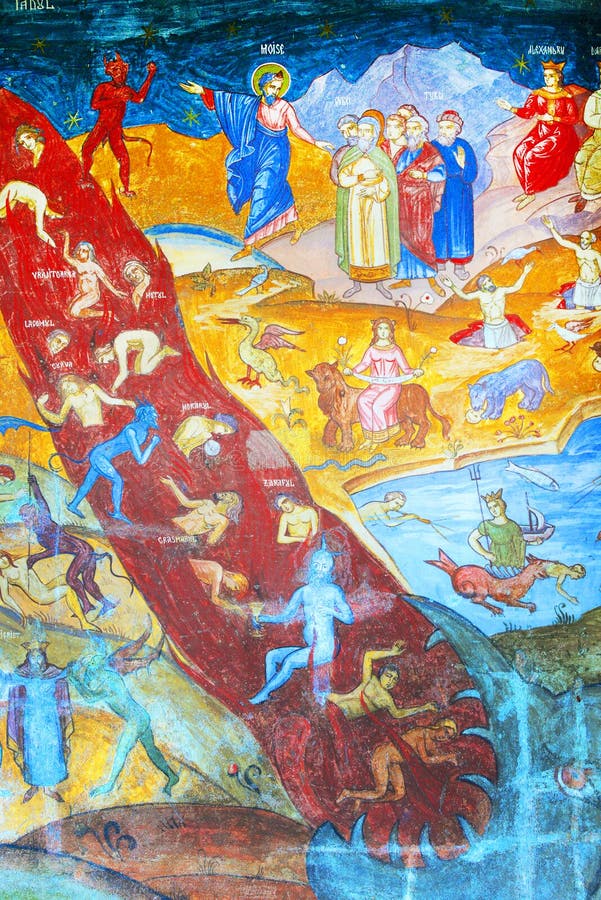 Orthodox Painted Wall of Sambata Monastery Stock Image - Image of ...