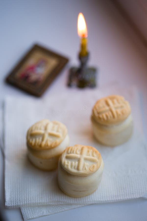 Orthodox Prosphora on a Napkin Stock Photo - Image of christianity ...