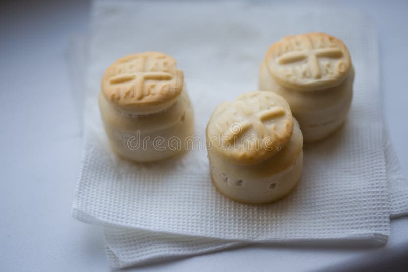 Orthodox Prosphora on a Napkin Stock Photo - Image of bread, prosfora ...