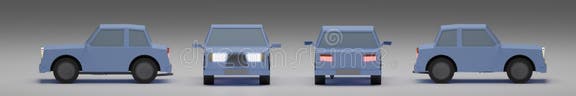 Orthographic Low Polygon Car - on a Grey Surface - View from the Side ...