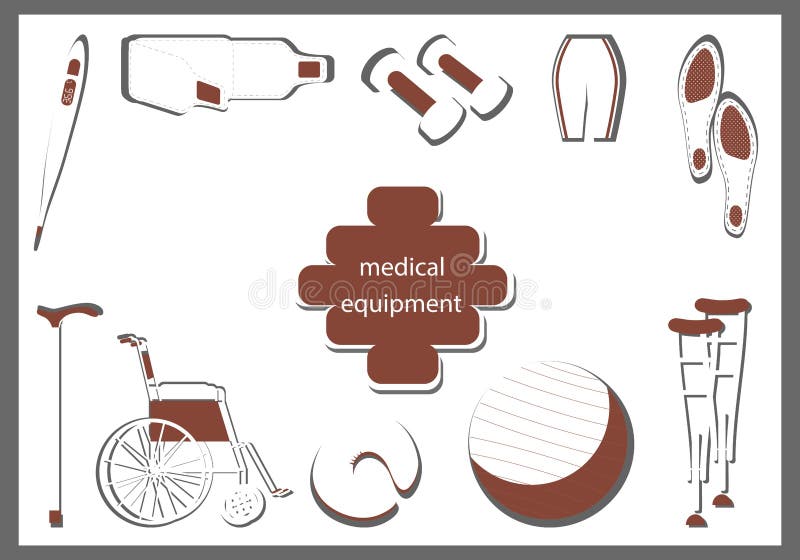 Orthopedic Equipment in the Form of Red and White Silhouettes Stock ...