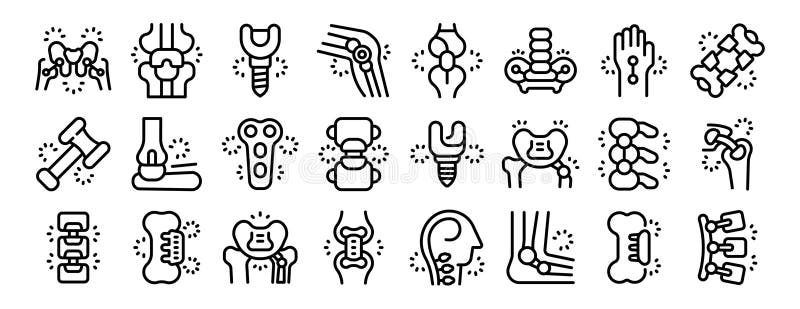 Orthopedic Implants Icons Set Outline Vector. Surgery Replacement Stock ...
