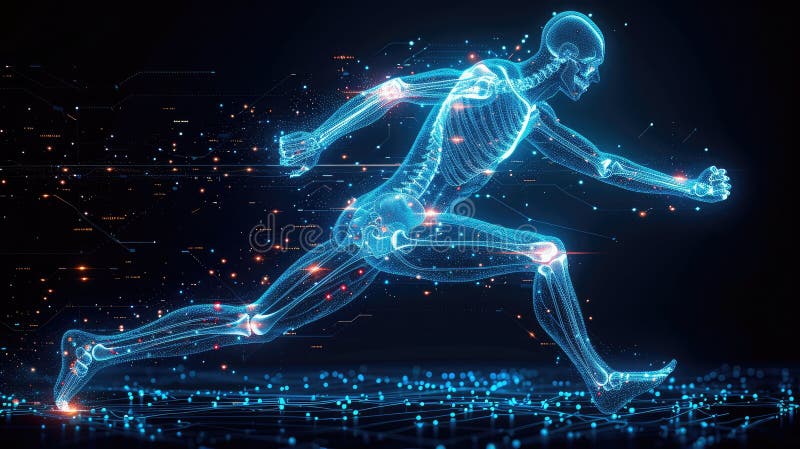 Orthopedic Technology Concept: X-Ray Interface Illustrating a Running ...