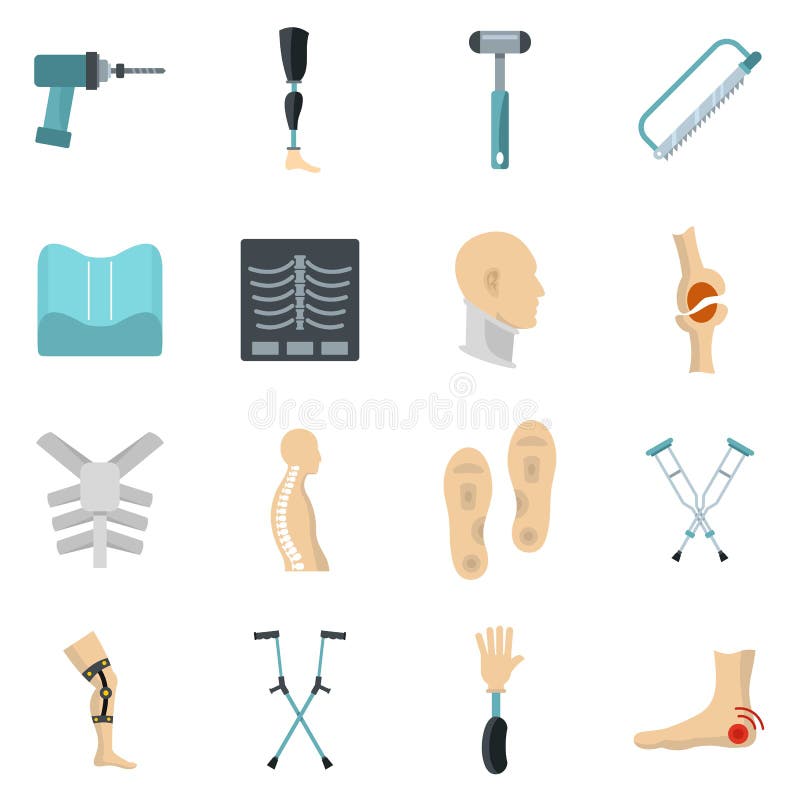 Orthopedics Prosthetics Icons Set in Flat Style Stock Vector ...