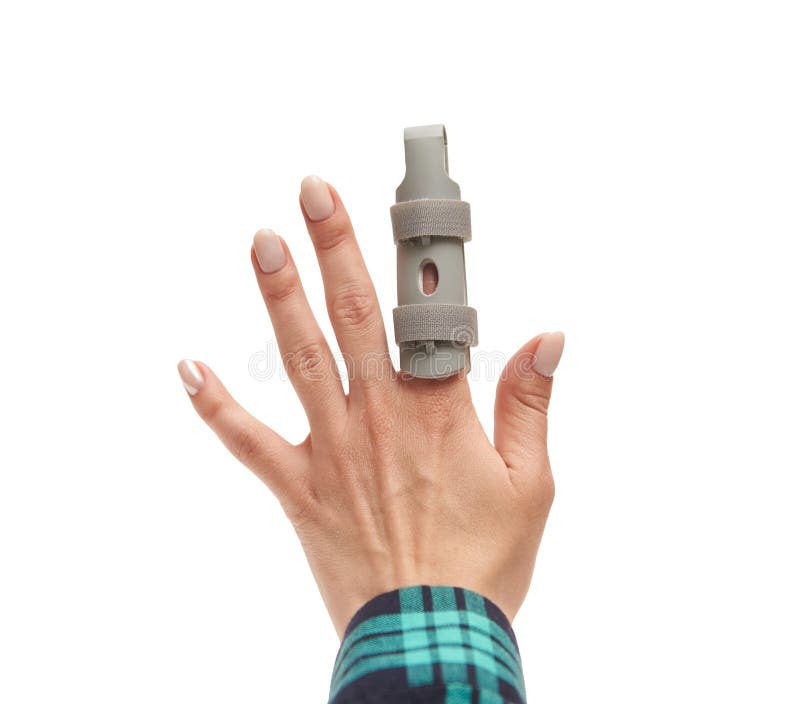 Orthosis on the Finger of a Female Hand Stock Photo - Image of isolated ...