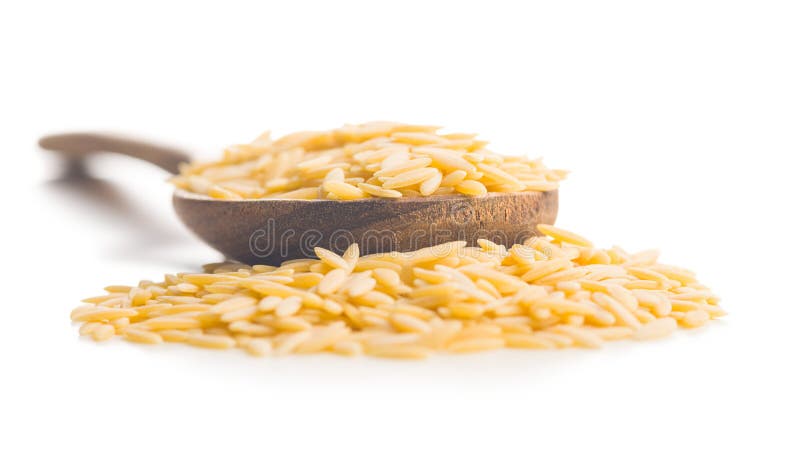 Orzo, Kritharaki, Risoni Pasta. Uncooked Dry Pasta in Spoon Isolated on ...