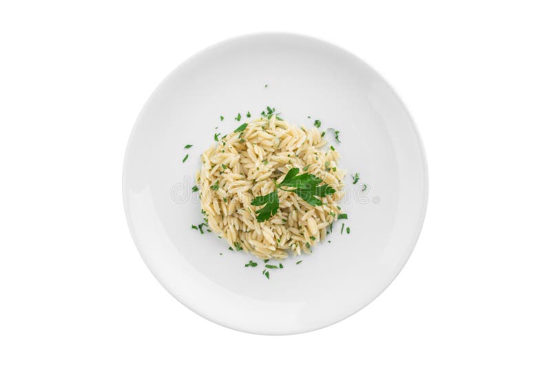 Orzo Rice Shaped Pasta Cooked Isolated on White Background Stock Image ...