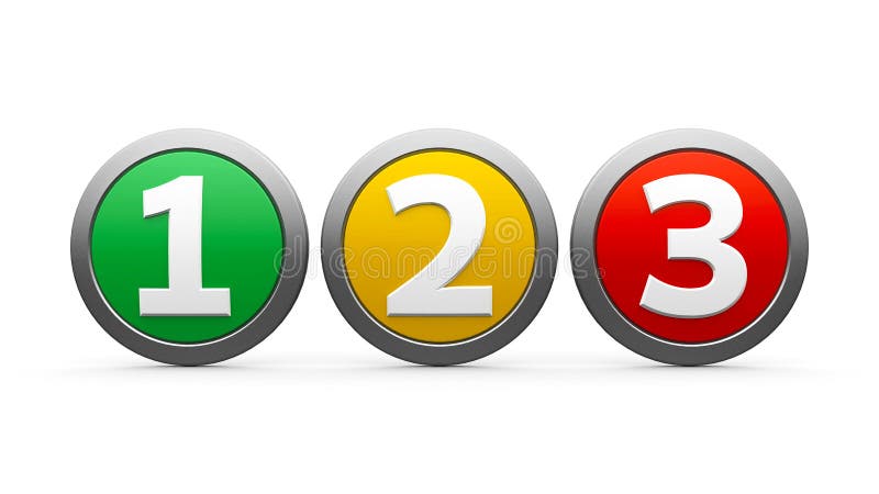 Os ícones numeram 1 2 3 ilustração stock. Ilustração de metal - 52293623