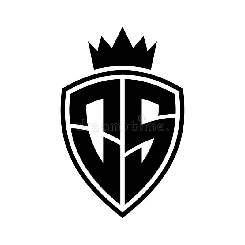 OS Letter Monogram Shield and Crown Outline Shape with Black and White ...