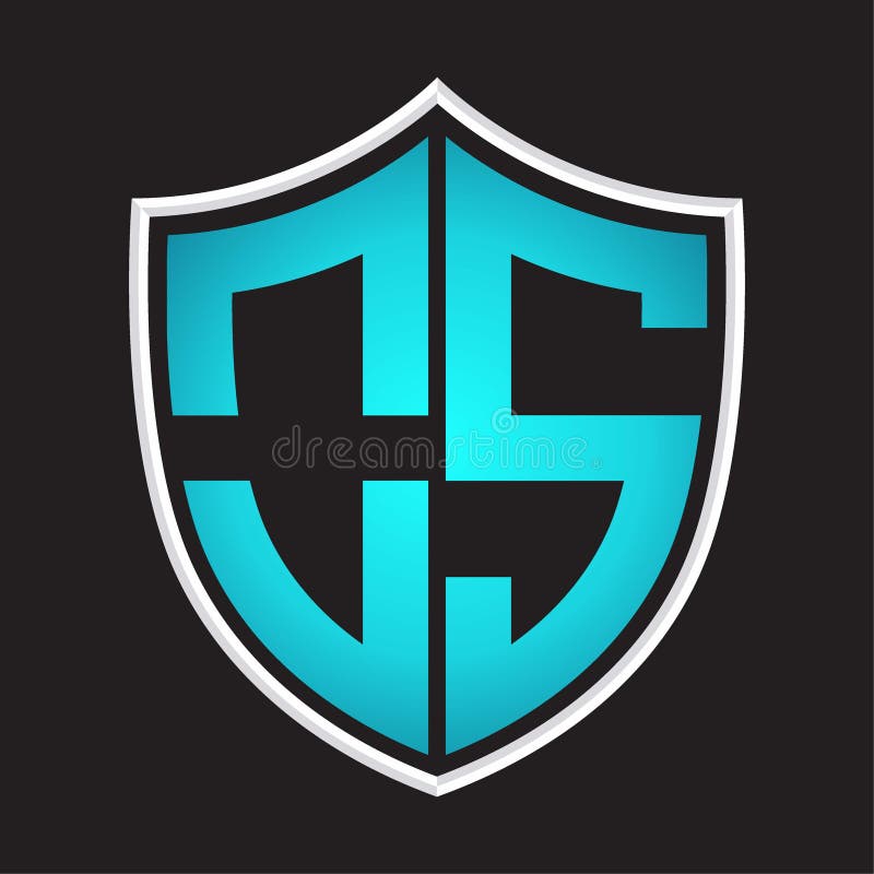 OS Logo Monogram with Shield Shape Isolated Blue Colors on Outline ...