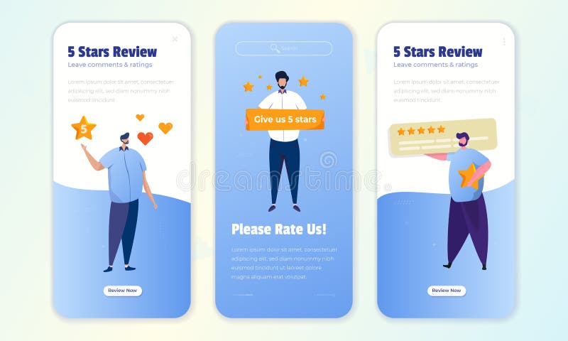 Online Customer Feedback with Give 5 Stars Rating Illustration Set ...