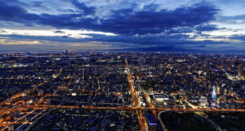 Osaka aerial view stock photo. Image of japan, observation - 158670794