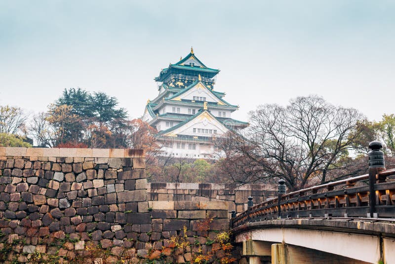 Osaka Castle and Bridge in Japan Stock Image - Image of autumn, facade ...