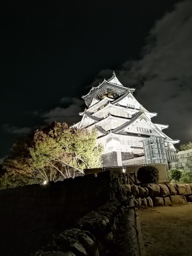 Osaka Castle Bright Night stock image. Image of night - 168345029