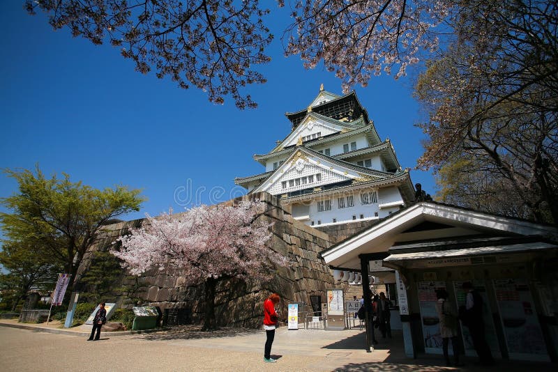 Osaka Castle with Cherry Blossom at Entrance Gate Editorial Image ...