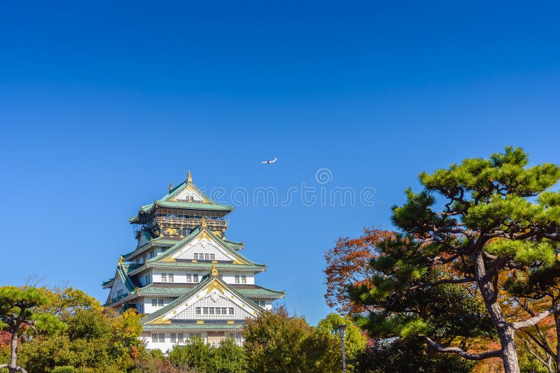 Osaka Castle, Landmark of Osaka City on Clear Blue Sky Background Stock Image - Image of ...
