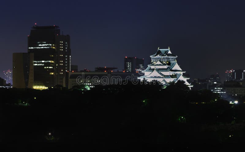 Osaka Castle at Night stock image. Image of park, dark - 69727165