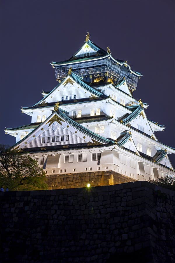 Osaka Castle at Night in Japan Stock Image - Image of asia, evening ...