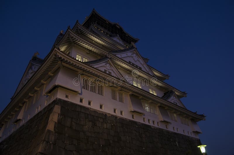 Night View of Osaka Castle in Japan Stock Image - Image of emperor ...