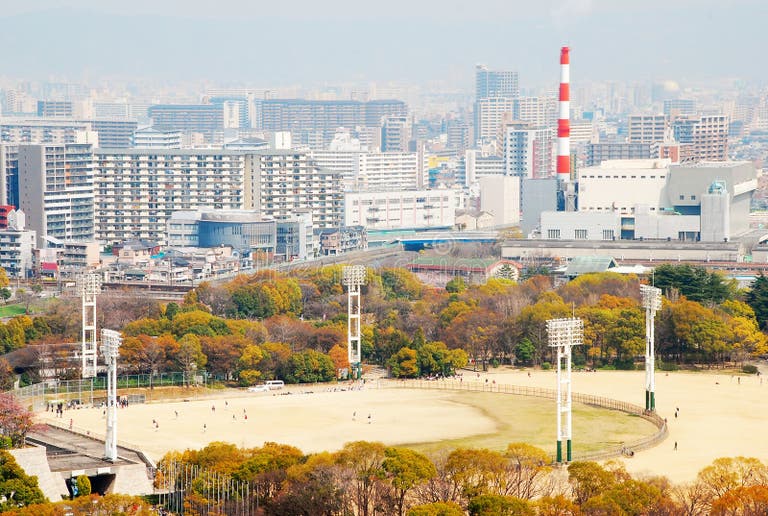 Osaka Castle Park Baseball Ground Stock Image - Image of industrial ...