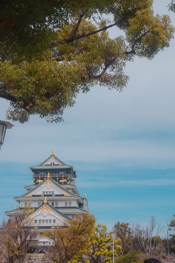 Osaka Castle in Spring with Cherry Blossom Starting To Bloom Editorial ...