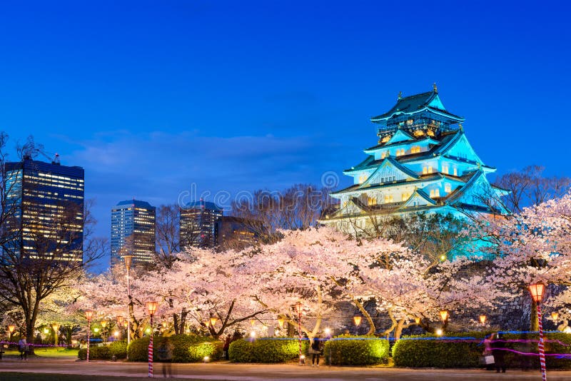 Osaka Castle in Spring stock image. Image of flowers - 74478343