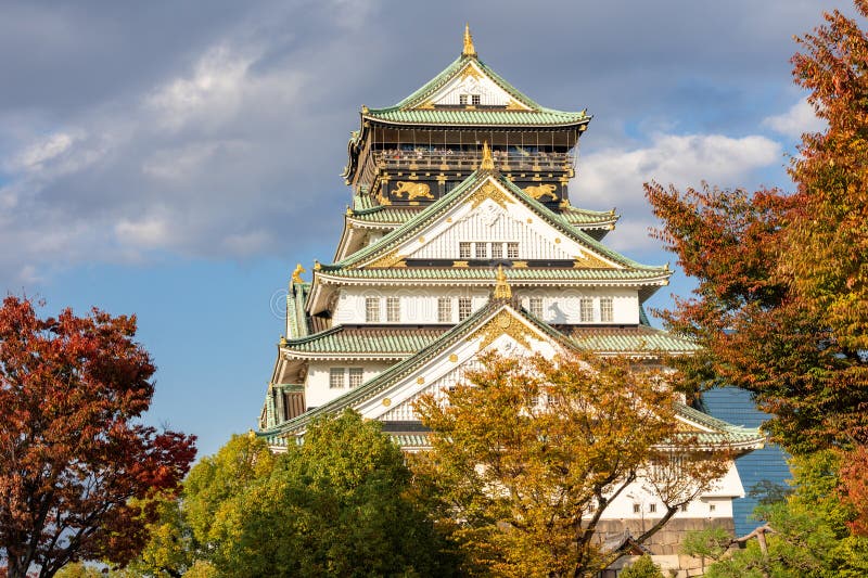 Osaka Castle at Sunset, Japan Stock Image - Image of architecture ...