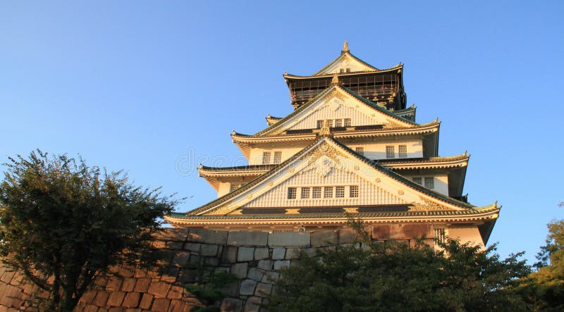 Osaka Castle with Sunset in Japan Stock Image - Image of osaka ...