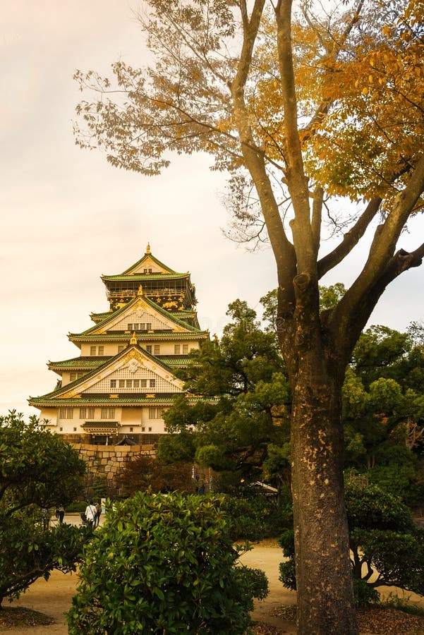 Osaka Castle at Sunset at Osaka,Japan Stock Image - Image of travel ...