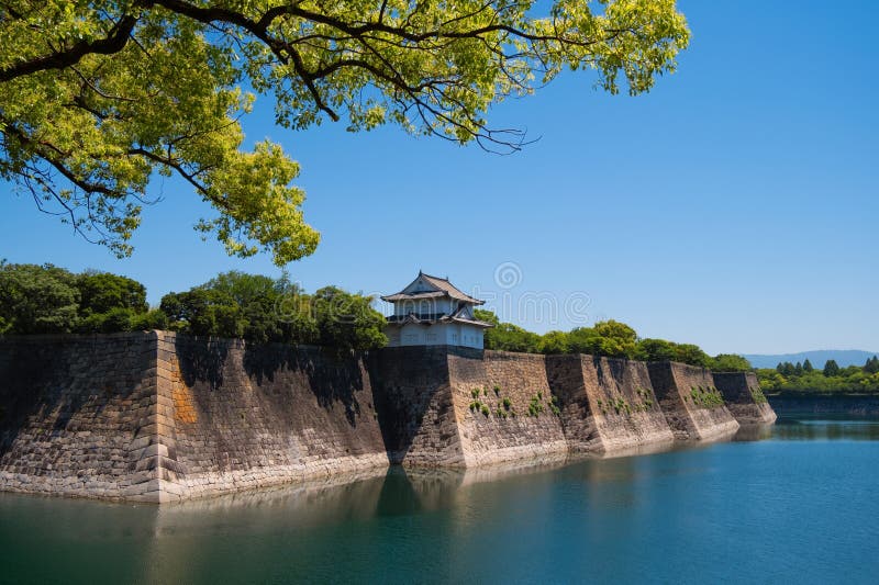 Osaka Castle Walls and Moat - Osaka, Japan Stock Photo - Image of ...