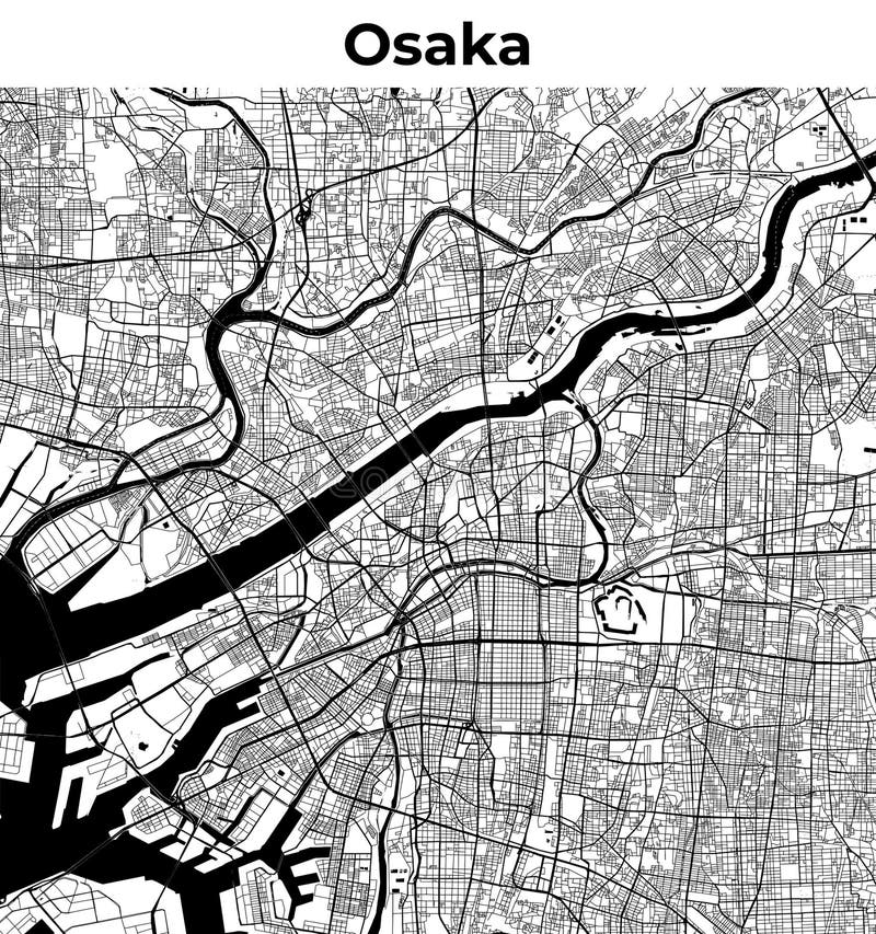 Osaka City Map, Cartography Map, Street Layout Map Stock Vector ...