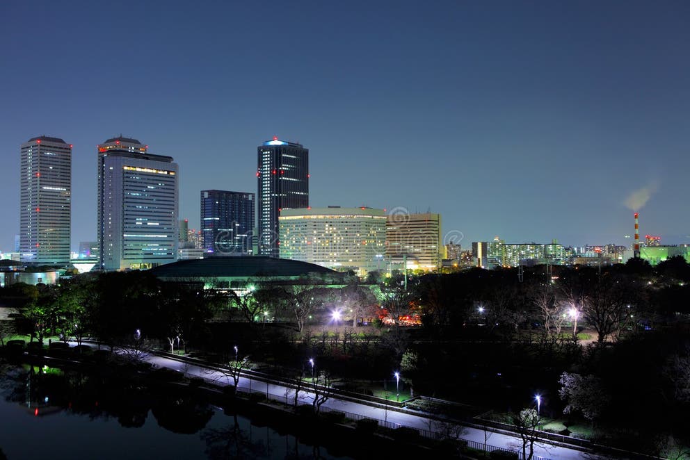 Osaka city at night stock image. Image of light, infrastructure - 41172851