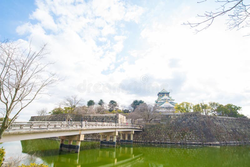 The Beautiful Osaka Castle in Winter of Osaka,japan Editorial ...