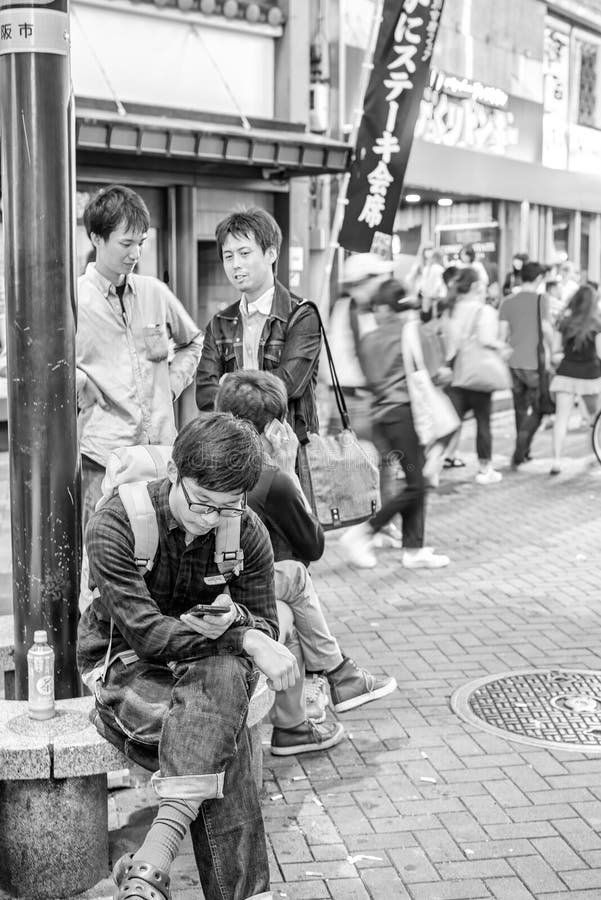 Osaka, Japan - May 28, 2016: Asian People in Dotonbori at Night ...