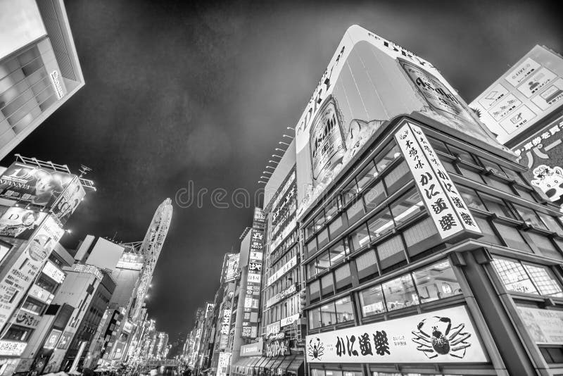 Osaka, Japan - May 28, 2016: Colourful Illuminated Buildings in ...