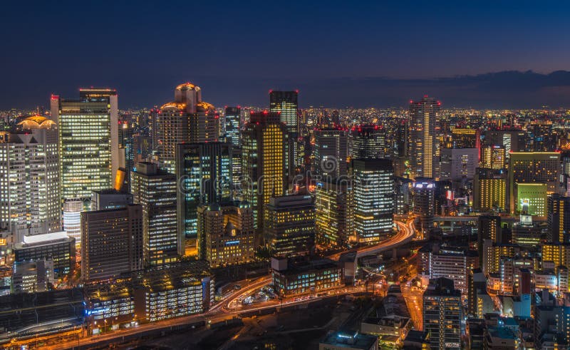 Osaka night skyline stock photo. Image of kansai, osaka - 50010670