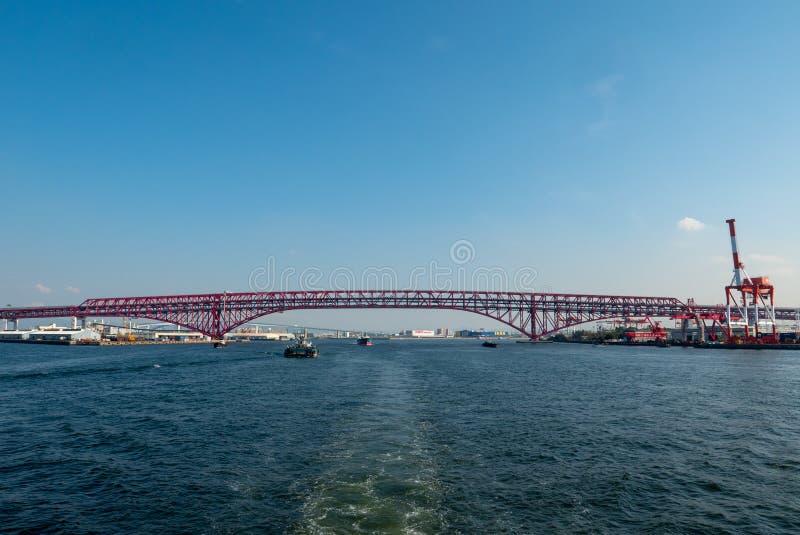 Minato Osaka Red Bridge At Osaka Port Osaka Japan Editorial