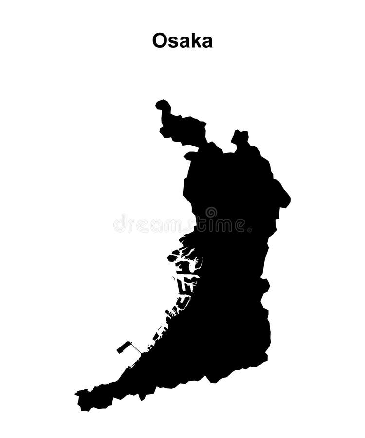 Osaka outline map stock vector. Illustration of icon - 360468997