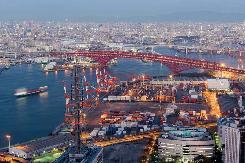 Osakas hamn redaktionell foto. Bild av fraktar, finans - 79100100