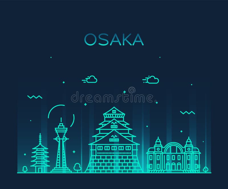 Osaka Skyline Japan Trendy City Vector Linear Stock Vector ...