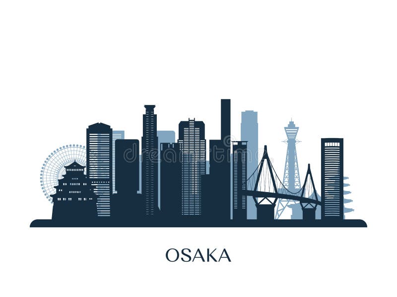 Osaka City Skyline Silhouette Vector Logo Illustration Stock Vector ...