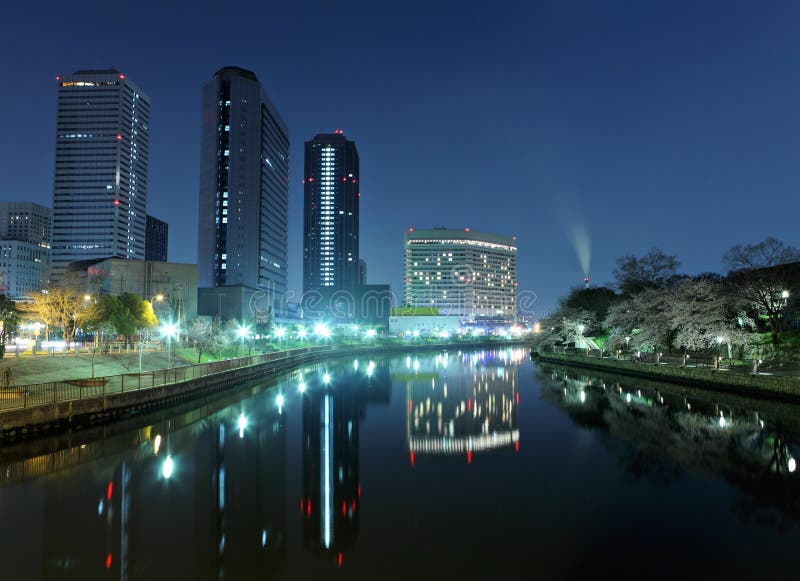 Osaka skyline at night stock image. Image of city, corporate - 37795547