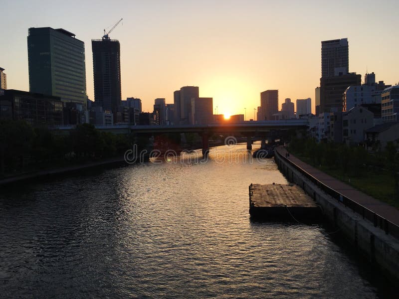 Osaka sunset cut view stock photo. Image of sunshine - 114946262