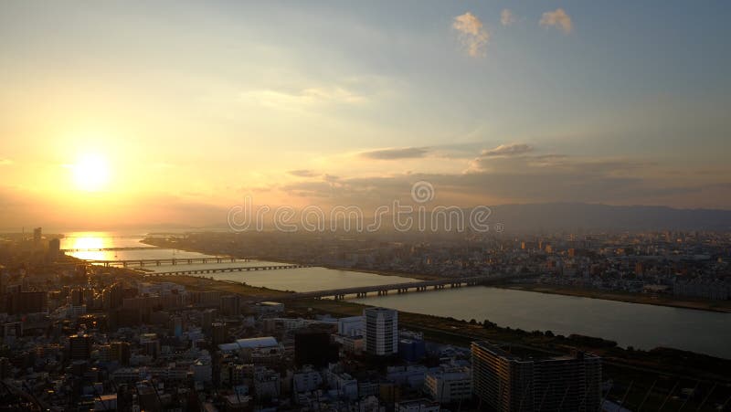 Osaka Sunset stock image. Image of city, japanese, osaka - 80880105