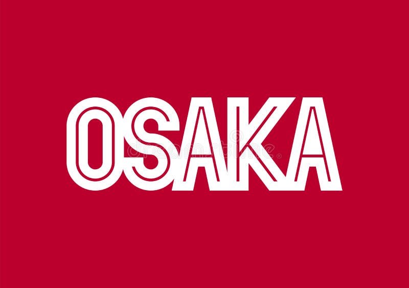 Osaka Text with Red and White Typography Design Elements Stock Vector ...