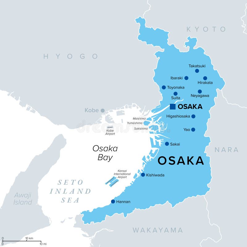 Osaka Prefecture of Japan, Political Map Stock Vector - Illustration of ...