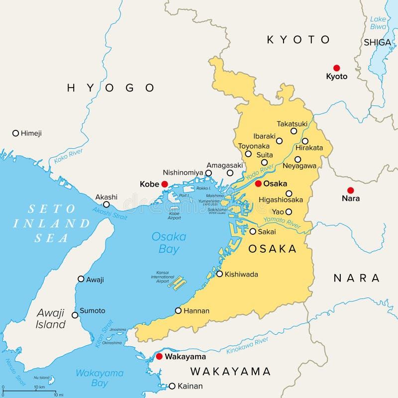 Osaka Prefecture of Japan, Political Map Stock Vector - Illustration of ...