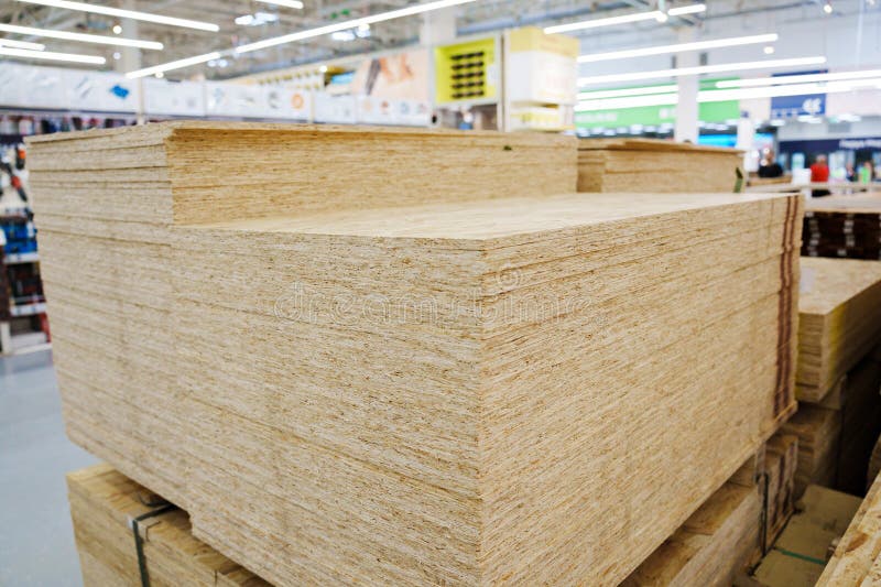 OSB Board on a Rack in a Hardware Store. Oriented Strand Board Stock ...