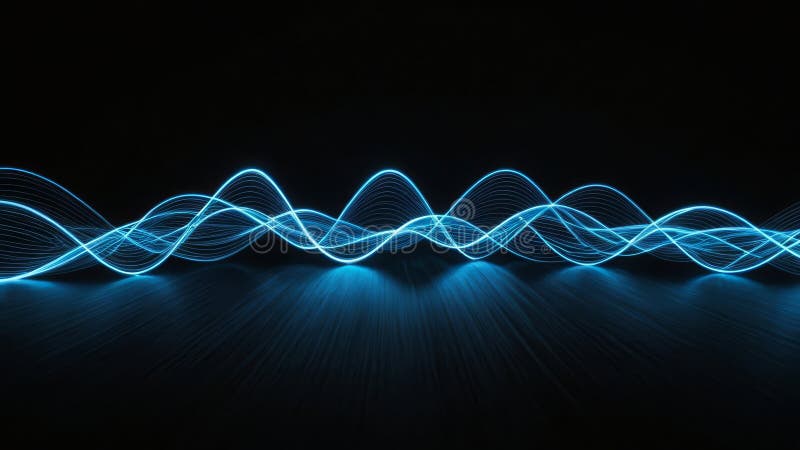Oscillating Blue Neon Waves on a Dark Background, Depicting Digital ...