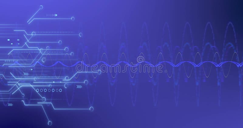 Oscillating Digital Waveform Spanning Blue Gradient Backdrop, with ...
